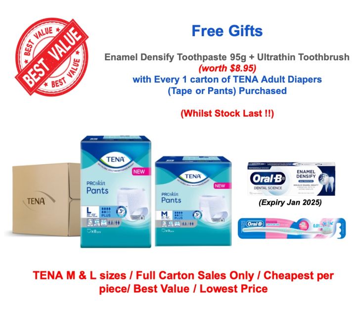 TENA Proskin Pants Plus / Carton Sales / M (6 x 9s) / L (6 x 8s) | Lazada Singapore