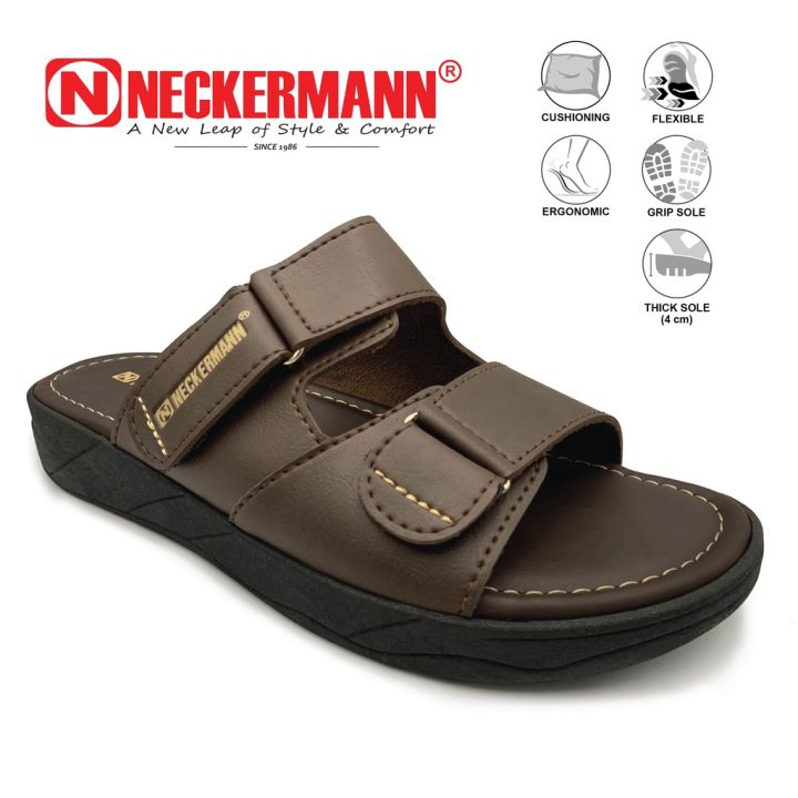 Neckermann Men's Hightide Comfort Leather Slide Sandals / Sandal Tapak ...