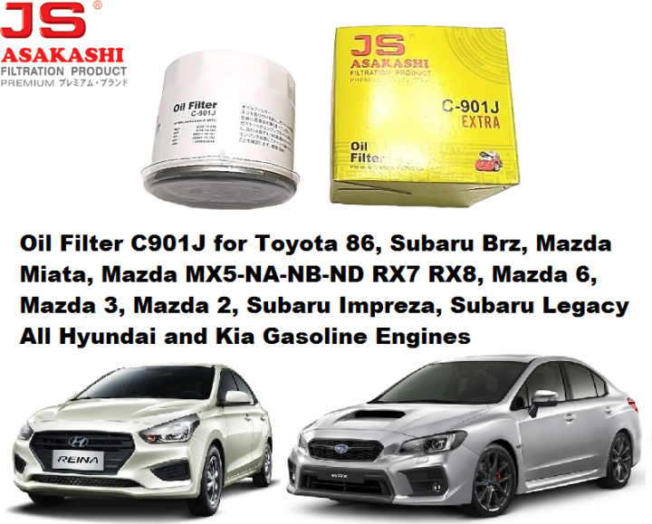JS Asakashi Oil Filter C901J Toyota 86 Subaru BRZ Mazda Miata MX5 RX7 ...