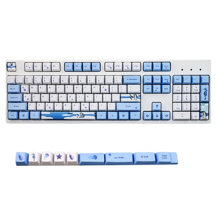 122-Key PBT Keycap Sublimation Ocean Penguin Theme 61/64/68/87/104 ...