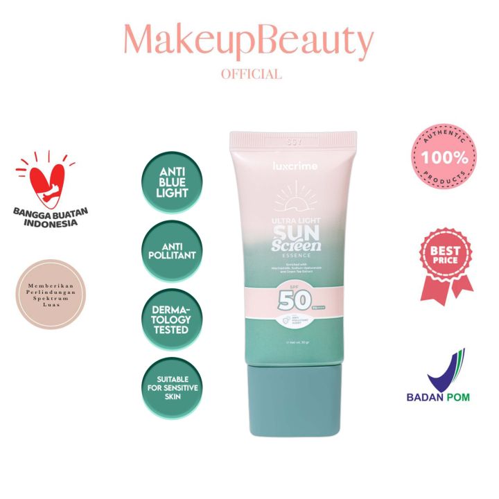 LUXCRIME Ultra Light Sunscreen Essence SPF 50 PA++++ | Lazada Indonesia