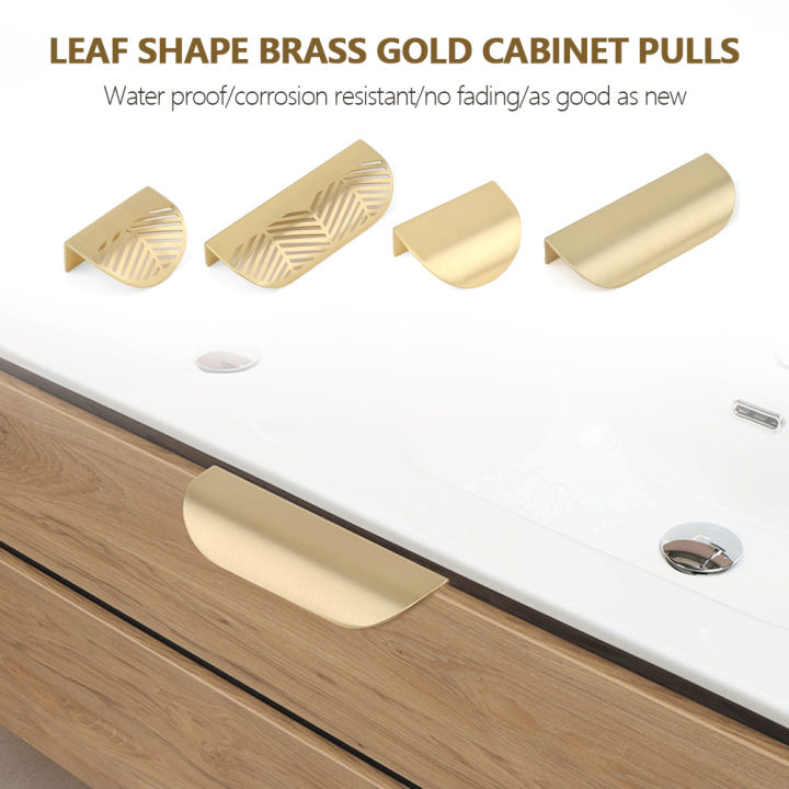 BUY IN COINS Leaf Shape Brass Gold Cabinet Pulls Furniture Handles ...
