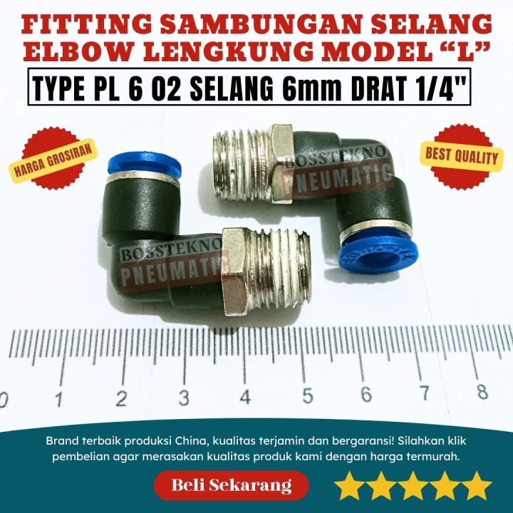 FITTING PNEUMETIC SAMBUNGAN NEPEL SELANG ANGIN PL 06-02 | Lazada Indonesia
