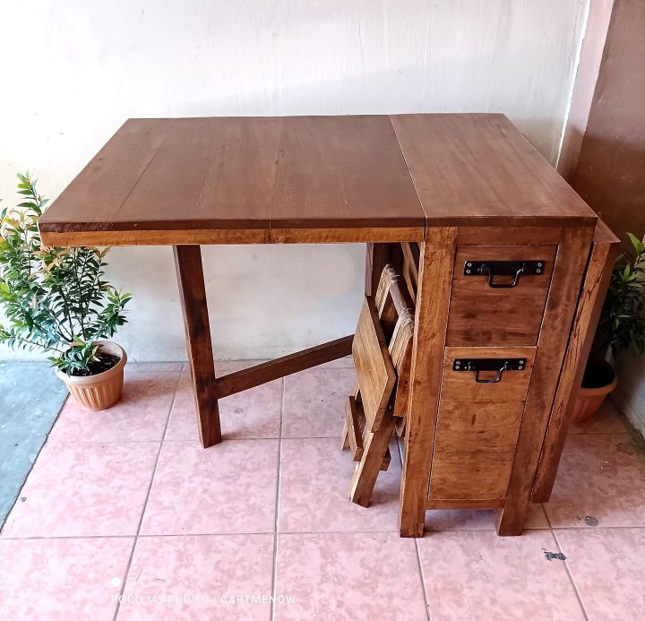 SOLID WOOD SPACE SAVER TABLE/ FOLDABLE TABLE/ HOME and OFFICE TABLE ...
