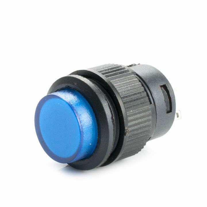 R16-503 BLUE LED Lamp Round Cap Momentary Non-locking Push Button ...