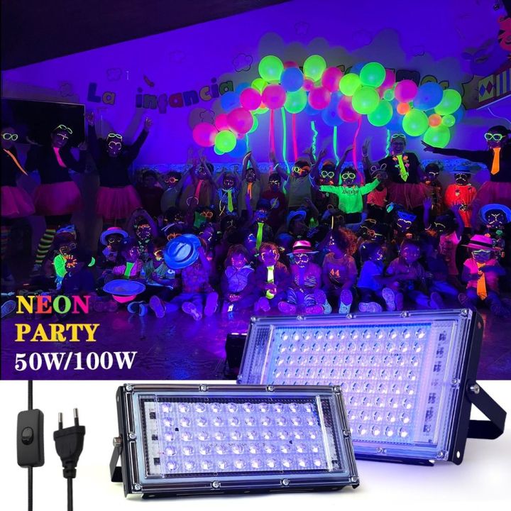 120 Glow UV Floodlight 50W/100W Effect Light UV Lamp Portable 395nm UV ...