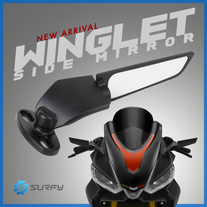 Winglet Side Mirror Universal Wind Wing Rotating Surfy Motorcycle ...