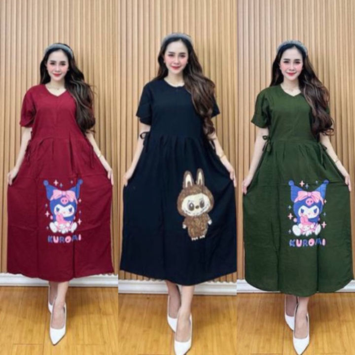 MG - Daster Rayon Karakter Labubu Kuromi Kekinian/Dress Gambar Karakter ...