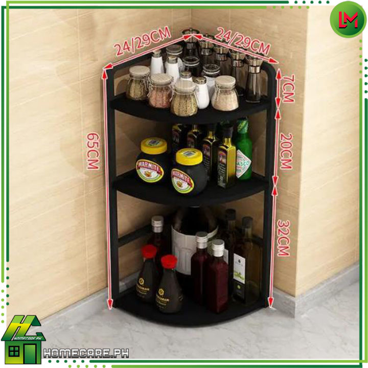 HOMECARE PH. 3 Tier Corner Spice Rack Kitchen Triangle Spice Rack ...