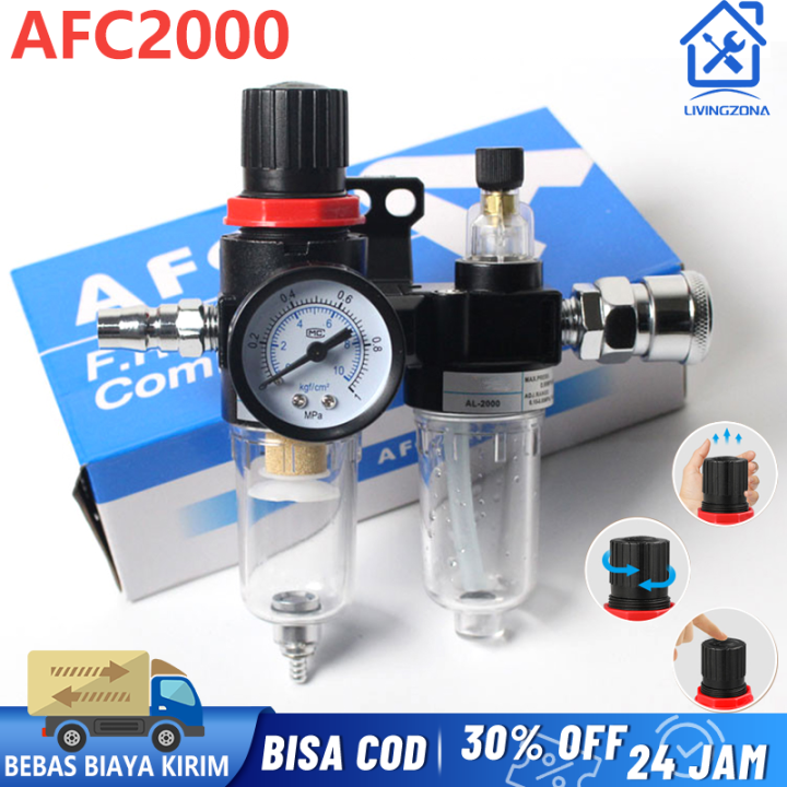Air Compressor AFR2000 AFC2000 G1 / 4 " Oil Water Separation Pressure Gauge Regulator Trap Air ...
