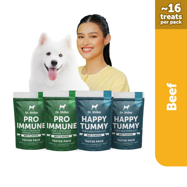 Dr. Shiba Pro Immune x 2 Happy Tummy Taster Pack x 2- Beef 40g Healthy ...