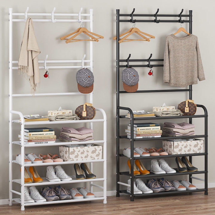 5 Layer Multifunctional Shoe Rack Organizer Simple Floor Coat Rack Shoe ...