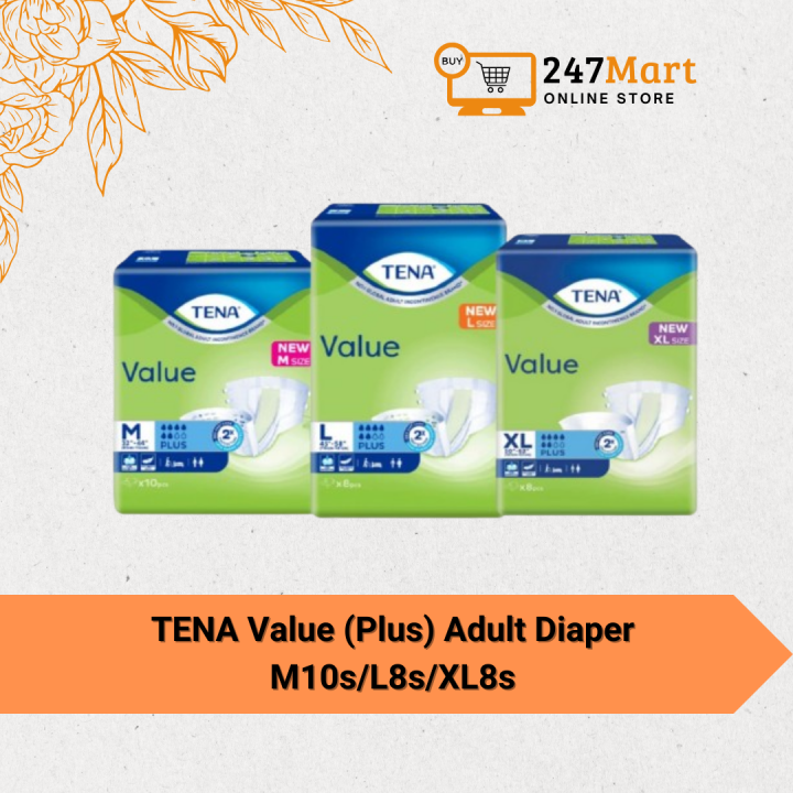 TENA Value (Plus) Adult Diaper - M10s/L8s/XL8s | Lazada