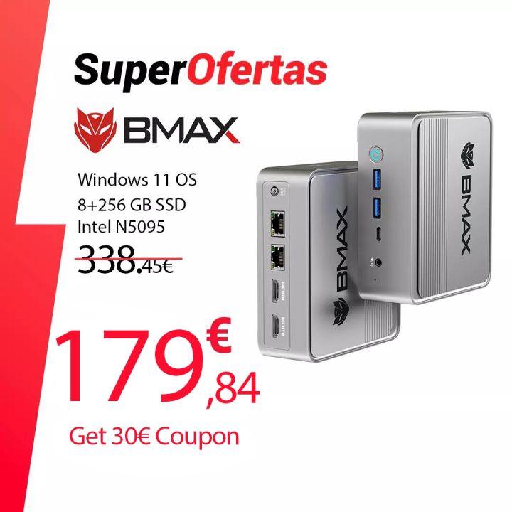 Bmax B3 PLUS Mini PC Jasper Lake N5095 Procesador DDR4 8GB SSD 256GB (hasta 29 GHz) Windows 11 ...