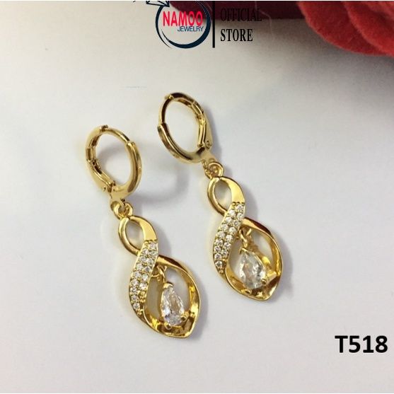 Bông tai Nữ Hợp Kim Mạ Vàng 18k không rỉ hình lá T518 Namoo Jewelry | Lazada.vn