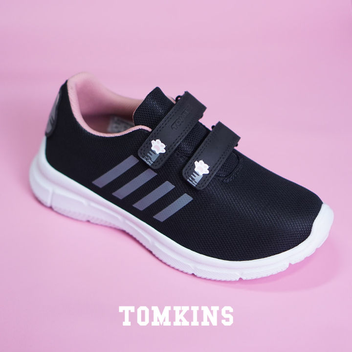 TOMKINS Strays - Black Pink Velcro Sepatu Anak Motif Fashion Sneakers ...