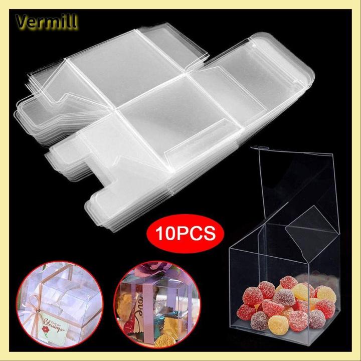 VERMILL 10pcs Hình vuông Lưu trữ trưng bày PVC Quà Tặng tiệc Túi sô cô ...