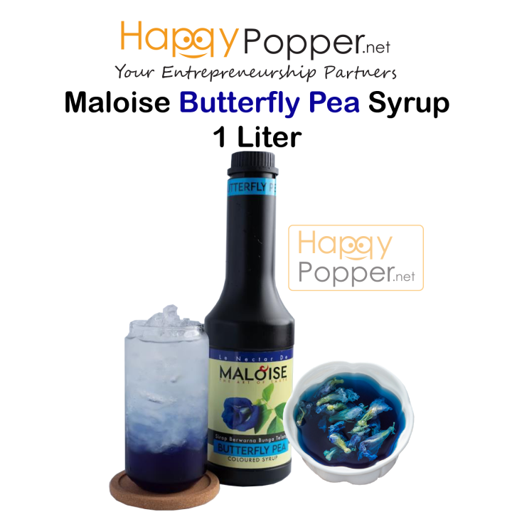 Happypopper Maloise Butterfly Pea Syrup 1 Liter Soda Drinks , Non ...