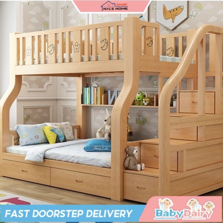 Baby Dairy Bunk For Children, Solid Wood Double Decker Multi-functional ...