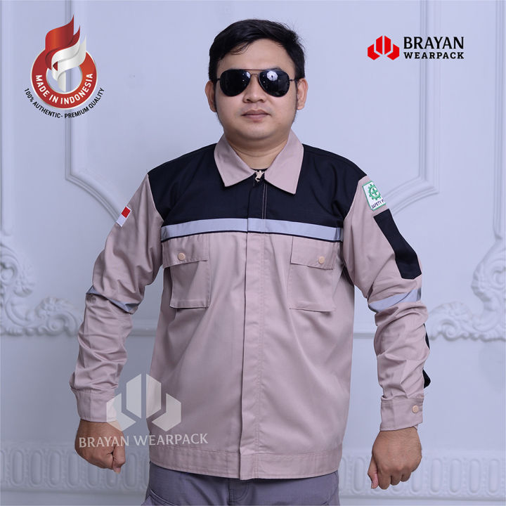 Baju Safety K3 Coksu Hitam Kemeja Wearpack Pakaian Kerja Seragam Proyek ...