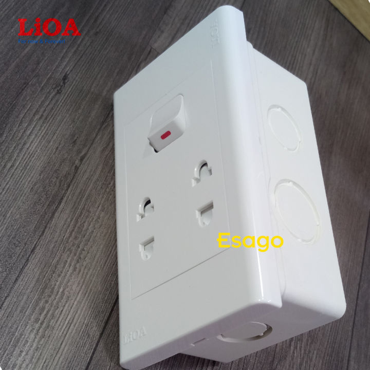 Combo ổ cắm điện đôi 2 chấu 16A (3520W) + 1 công tắc điện LiOA Lắp âm ...