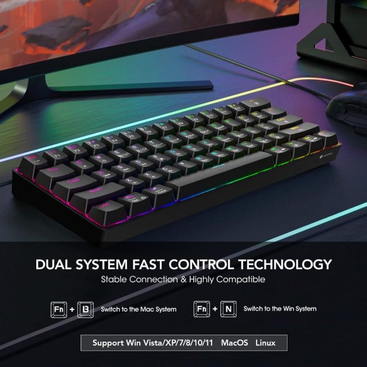 Zeus 61 Key Wired Type C Mechanical Keyboard With Blue Switch RGB ...