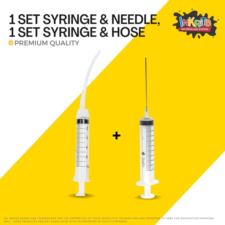 Inkrite 2 sets Injector Syringe with Needle Hose Ink Syringe for Refill ...