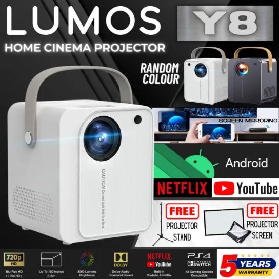 COD 【 MEGA SALE】【FREE 2 GIFT】 LUMOS Y8 PROJECTOR Smart Android ...