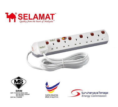 Selamat 6 Gang Portable Switched Socket Outlet with Individual Neon ...