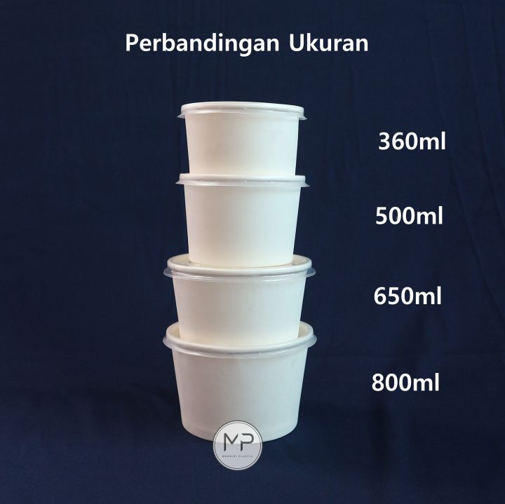 Paper Bowl 650ml (22oz) / Mangkok Kertas 650ml DENGAN TUTUP - per25pcs ...