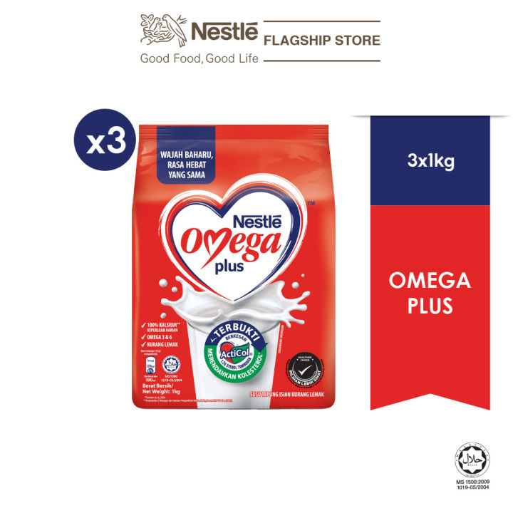NESTLE OMEGA PLUS Milk Powder Soft Pack 1kg Bundle of 3 | Lazada