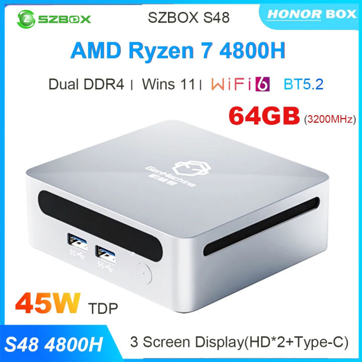 SZBOX S48 New Mini PC AMD Ryzen 7 4800H Processor Windows 10/11 DDR4 32GB Wifi6 BT5.2 Gamer ...