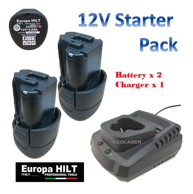 Europa Hilt 12V Starter Pack with 2 X 12v 2.0ah Battery and 1 X Charger ...