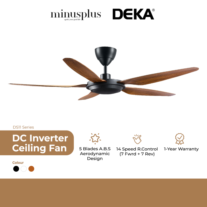Deka DC Motor 14 Speed with Remote Control Ceiling Fan (56 Inch) (Black ...