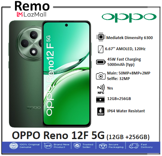 OPPO Reno 12F 5G (12GB+256GB)+ *Free Gift* | AI Eraser | All-Round ...