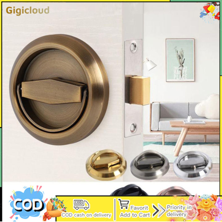 Round Recessed Door Lock, 304 Stainless Steel Keyless Pocket Door Lock ...