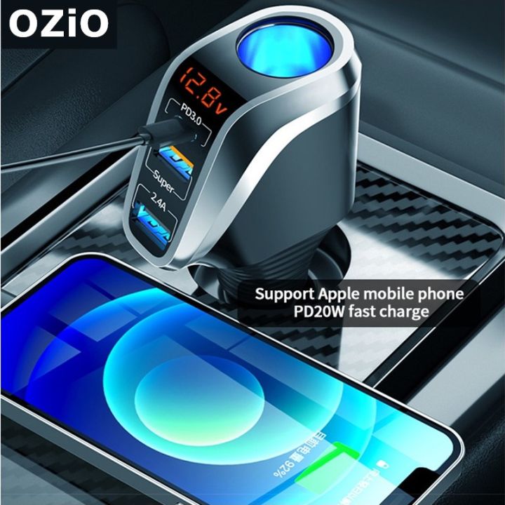 188W 1 to 4 Max Dual USB Port Car charger Type-C PD Fast Charging USB C ...