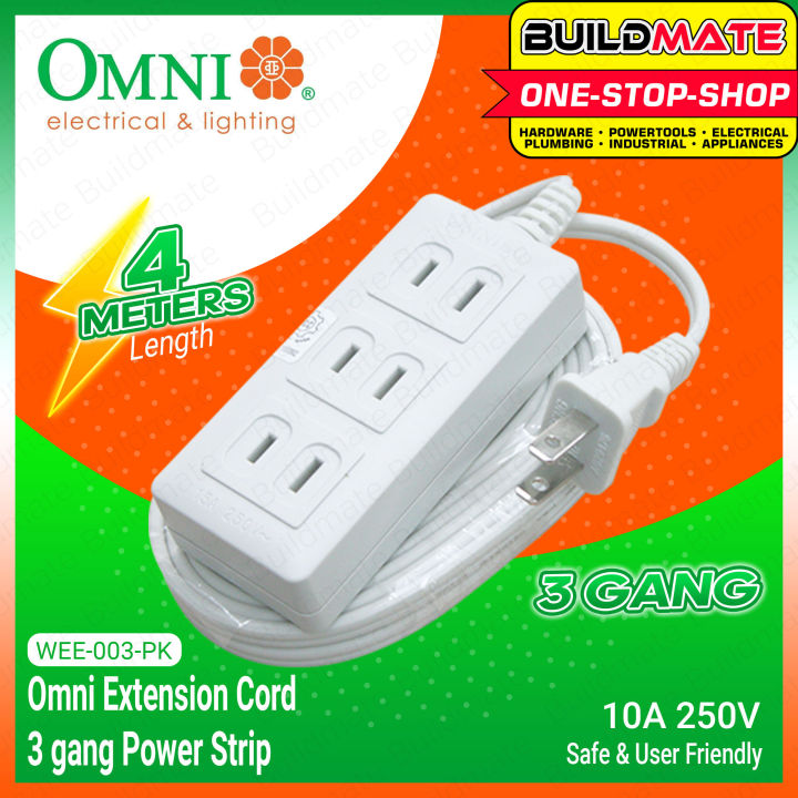 BUILDMATE Omni Extension Cord Outlet 3 Gang 4M Power Extension Cord ...