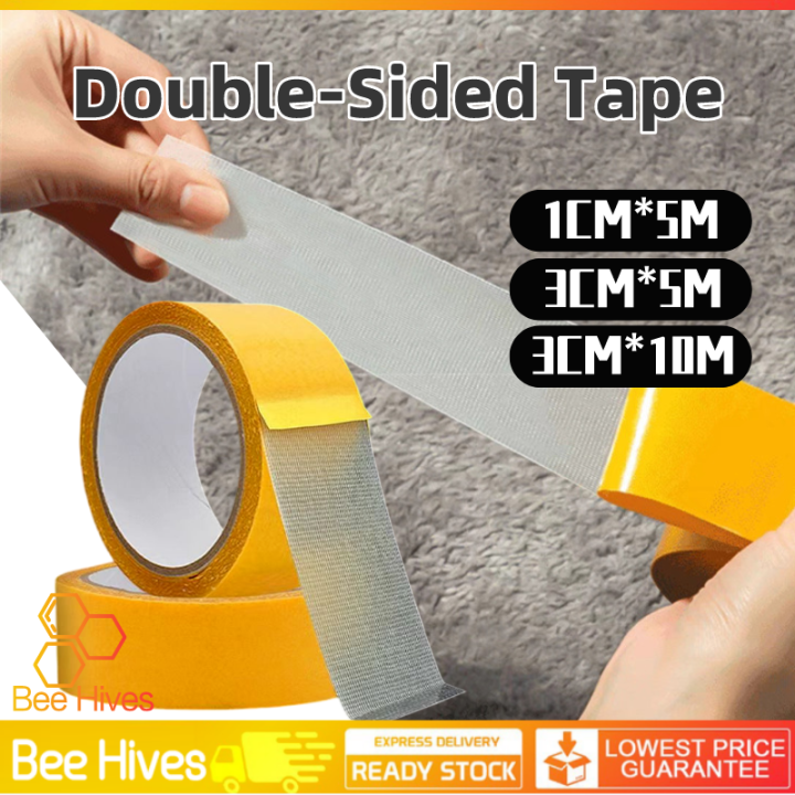5M/10M Double Sided Tape Mesh Heavy High Strong Sticky Durable Duct Cloth Tape Multicable Tape ...