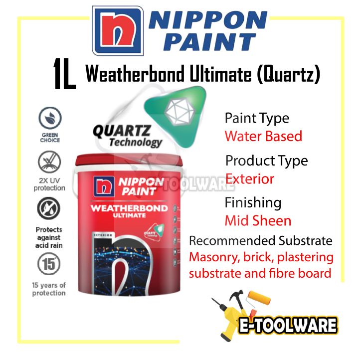 1L Nippon Paint Weatherbond Ultimate With Quartz Technology Exterior ...