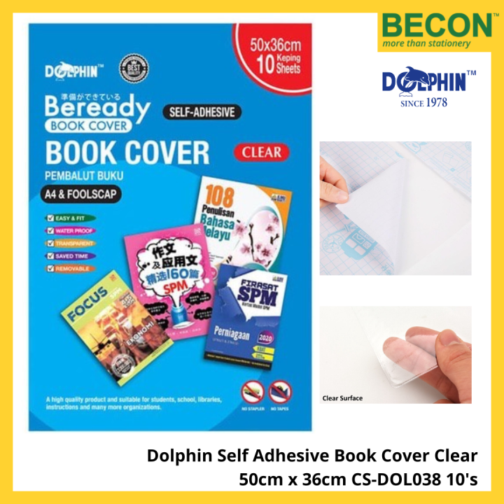 Dolphin Self Adhesive Book Cover Clear 50cm x 36cm CS-DOL038 10's | Lazada