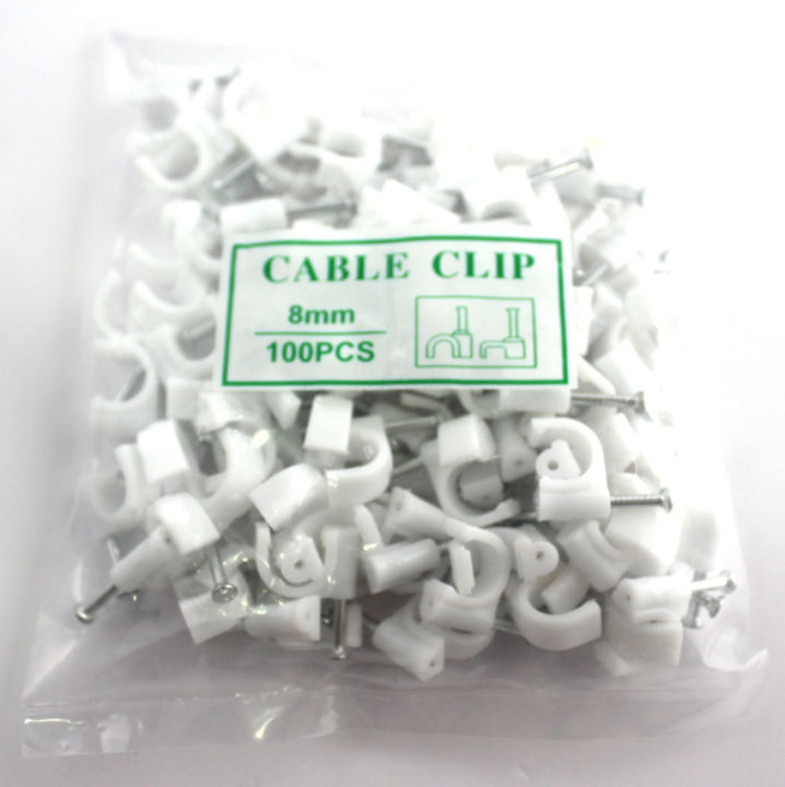 100PCS ROUND TYPE CABLE CLIPS PVC NAIL CABLE WIRE CLIP WALL HANGING ...
