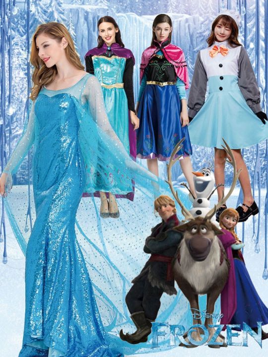 Halloween Frozen cos Queen Elsa Anna Princess Olaf adult dress skirt ...