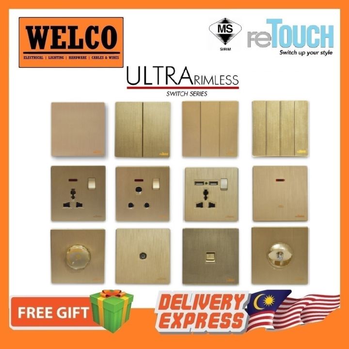 RETOUCH ULTRA RIMLESS SWITCH 1G, 2G, 3G, 4G, 13A SSO, 20A WATER HEATER ...