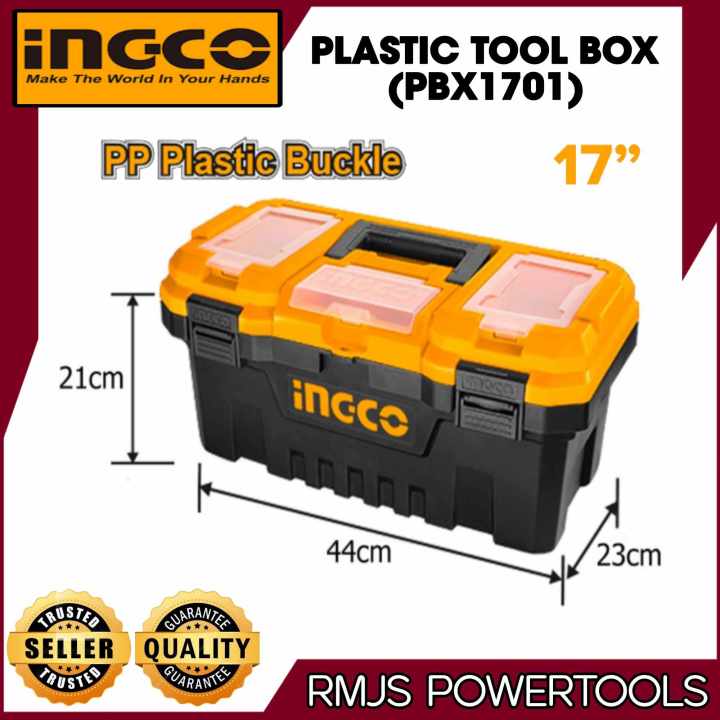 Ingco Original 17" Plastic Tool Box with Removable Tray w/Plastic Latch ...