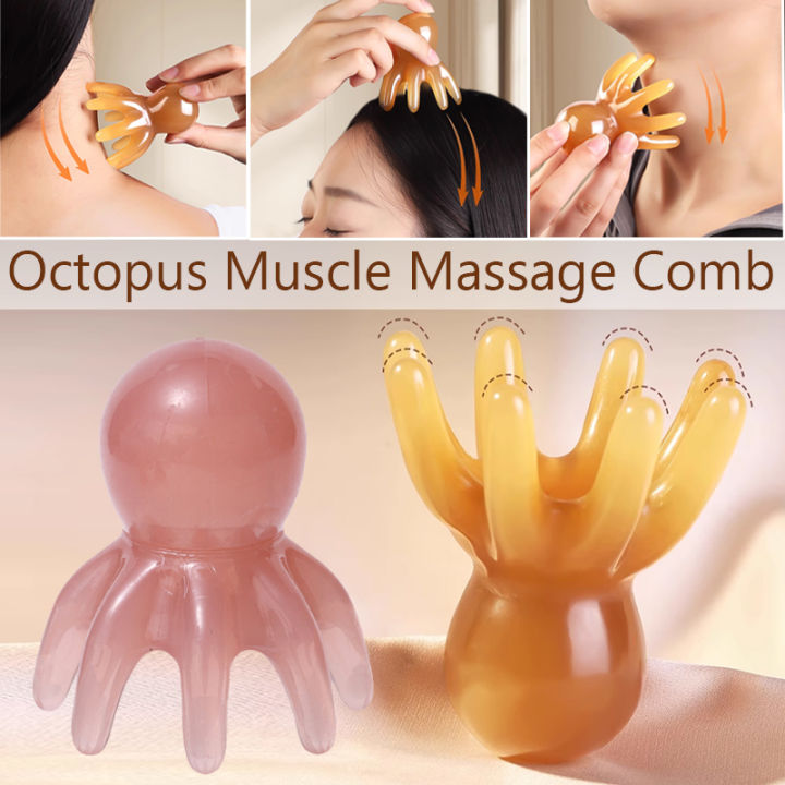 【Charming women】Octopus Shaped Head Meridian Acupoint Massage Comb Wide ...