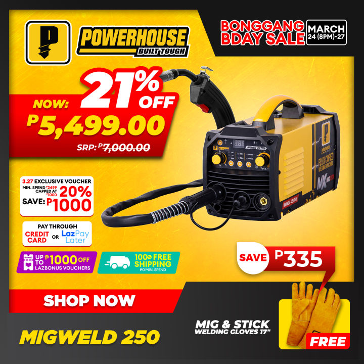 POWERHOUSE MIGWELD Inverter Welding Machine 250amp 250A Gasless MIG TIG ...