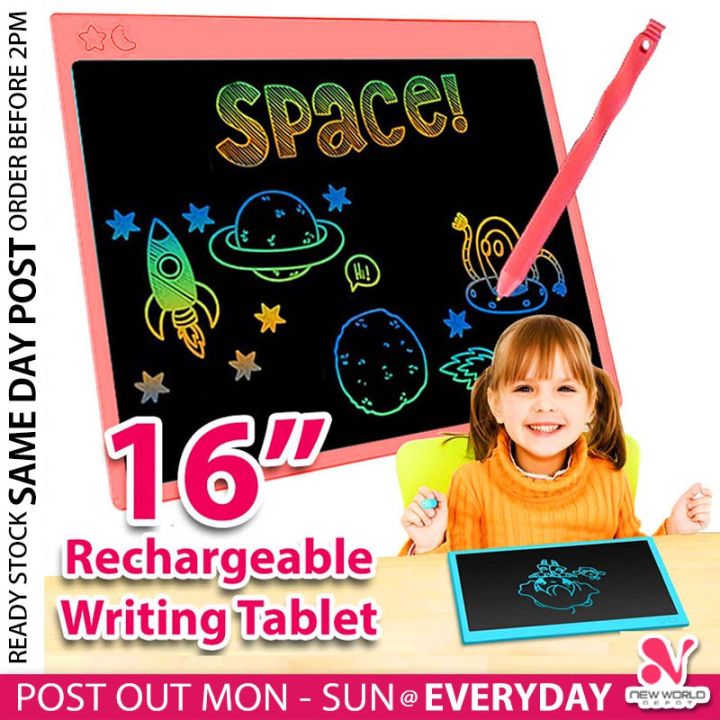 𝟲 𝗠𝗢𝗡𝗧𝗛𝗦 / 𝗖𝗛𝗔𝗥𝗚𝗘 》 16 Inch Electronic Writing Drawing Board Colorful ...