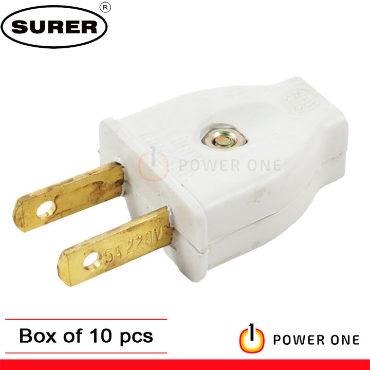 Surer 323-Brass, PVC Handle Male Plug (Solid Brass Blade) (Box of 10pcs ...