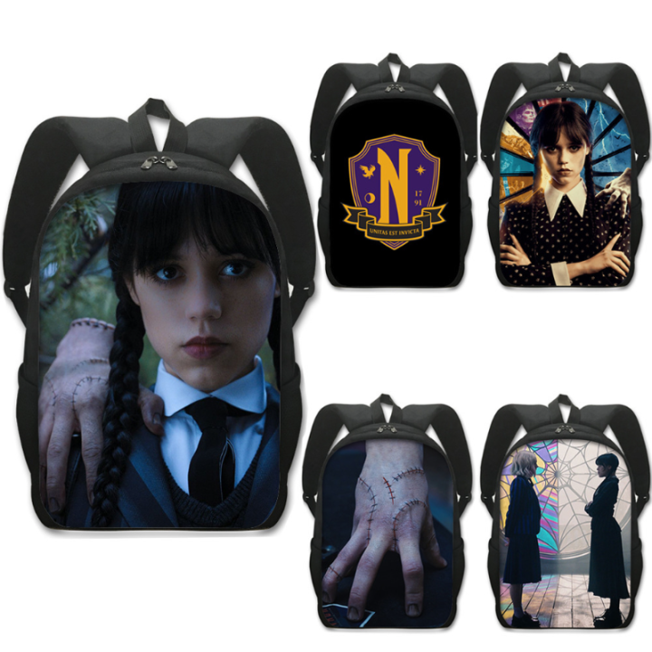 Adams Family Student Fashion Backpack Creative Wednesday Addams Load ...